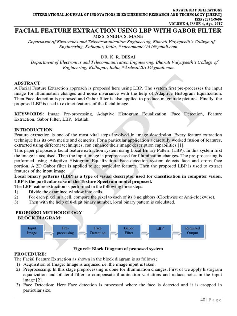 Facial Feature Extraction Using LBP With Gabor Filter | PDF | Signal Processing | Computer Vision
