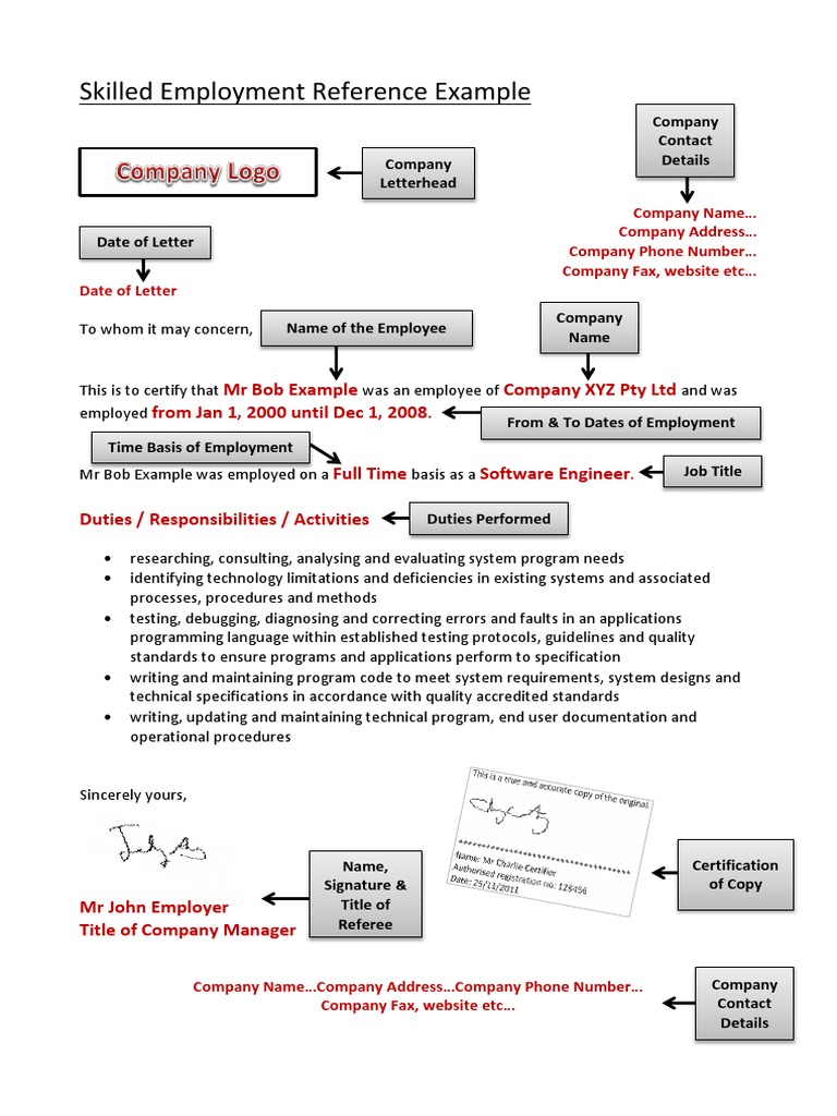 Skilled Employment Reference Example PDF | PDF | Specification ...