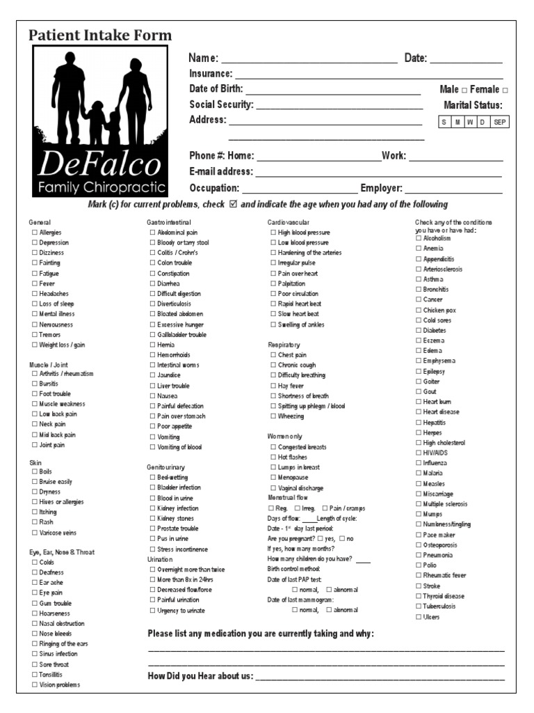 Comprehensive Patient Intake Form | PDF | Abdomen | Constipation