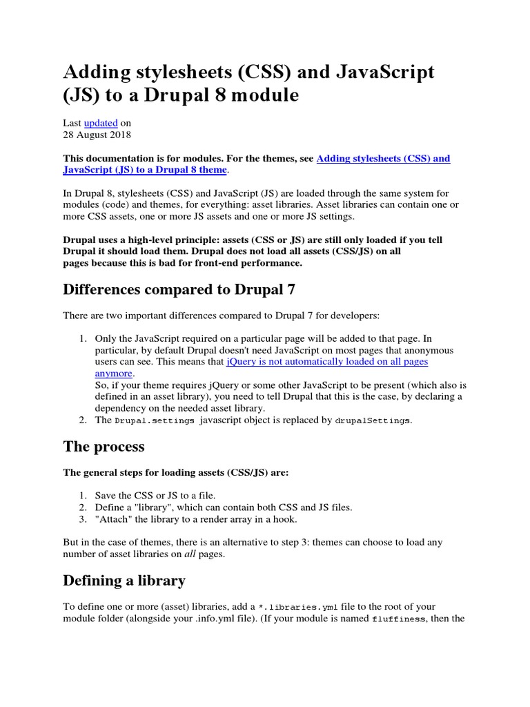 Drupal 8 Module Asset Management | PDF | Cascading Style Sheets | Java Script