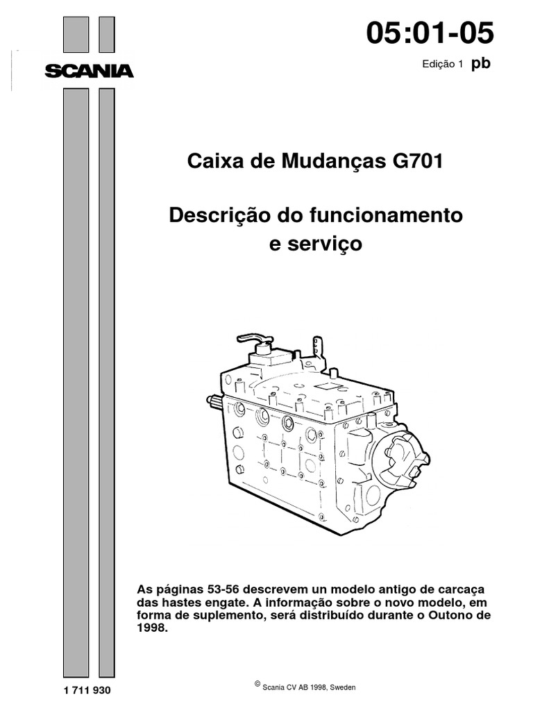 Cambio G701 Scania PDF | PDF | Transmissão (Mecânica) | Cinemática