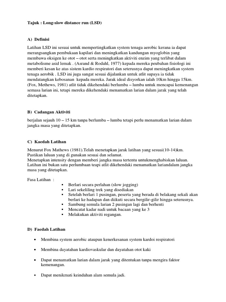 Tajuk: Long-Slow Distance Run (LSD) | PDF