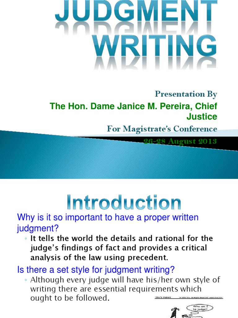 Judgment Writing by Dame Janice Pereira | PDF | Judgment (Law) | Judge