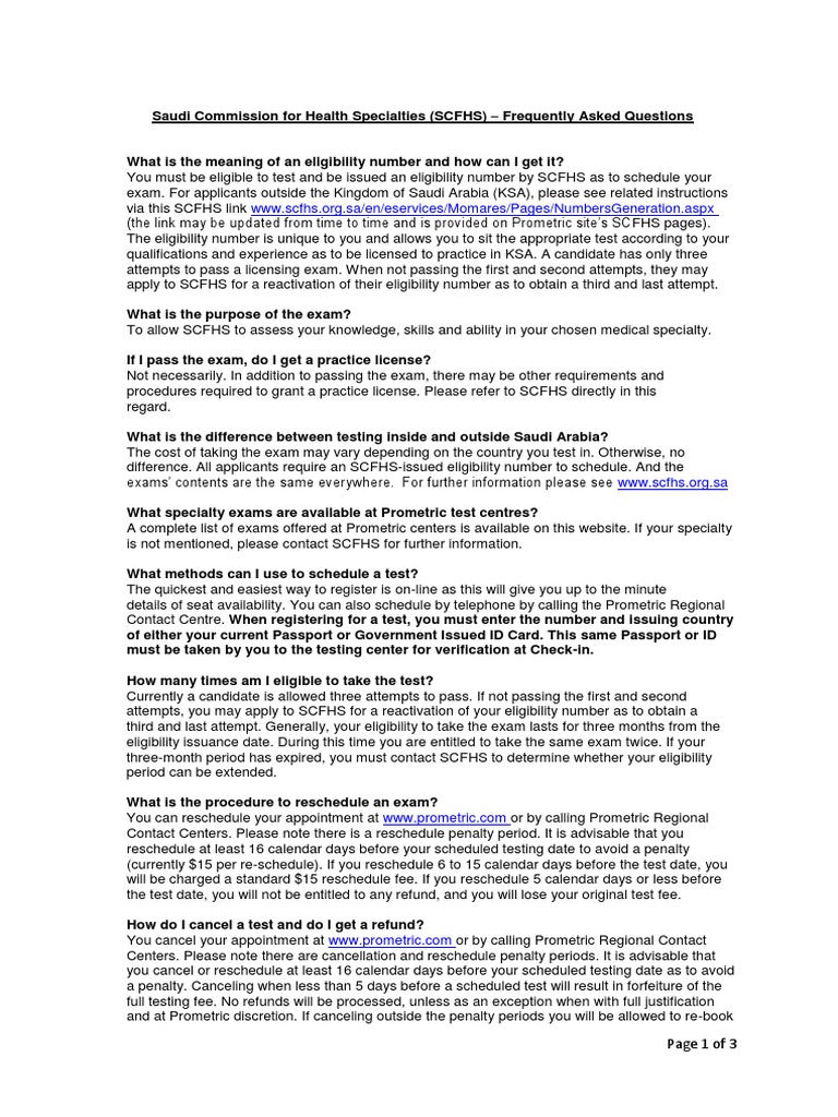 SCFHS Faq PDF | PDF | Identity Document | Test (Assessment)