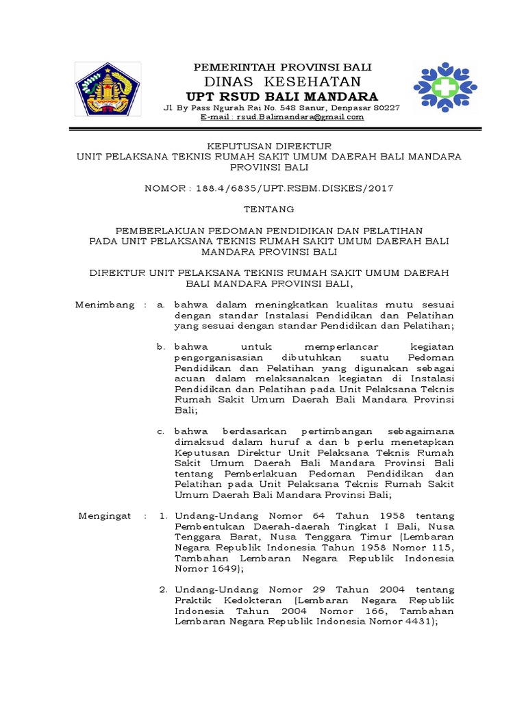 SK Pemberlakuan Pedoman Pelayanan RSBM | PDF | Bisnis