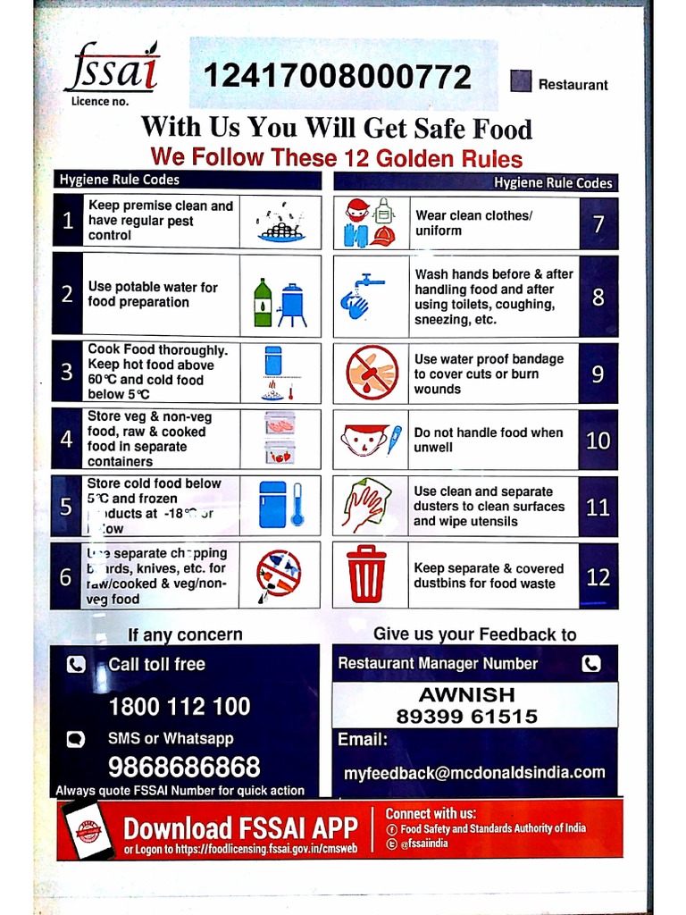 Good Canteen Hygiene Golden Rules | PDF