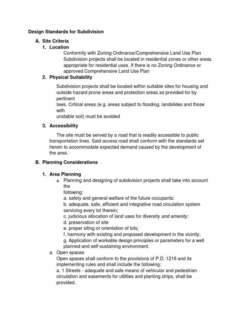 Design Standards For Subdivision | PDF | Road | Land Lot
