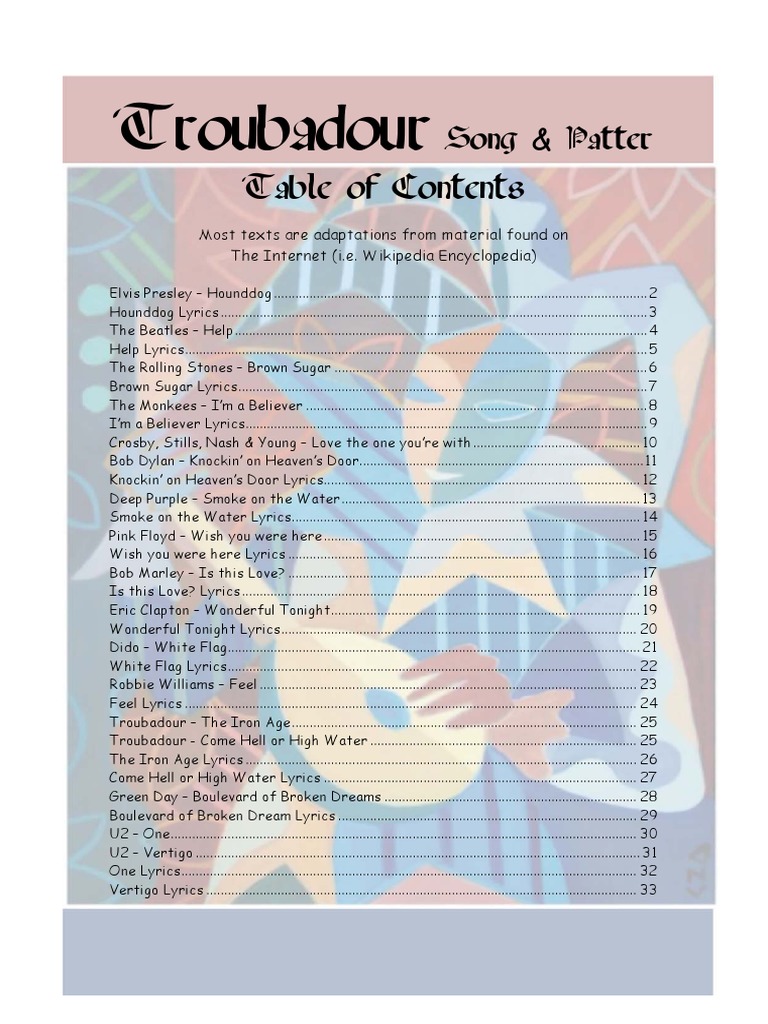 Troubadour texts and songs.pdf | U2 | Popular Music