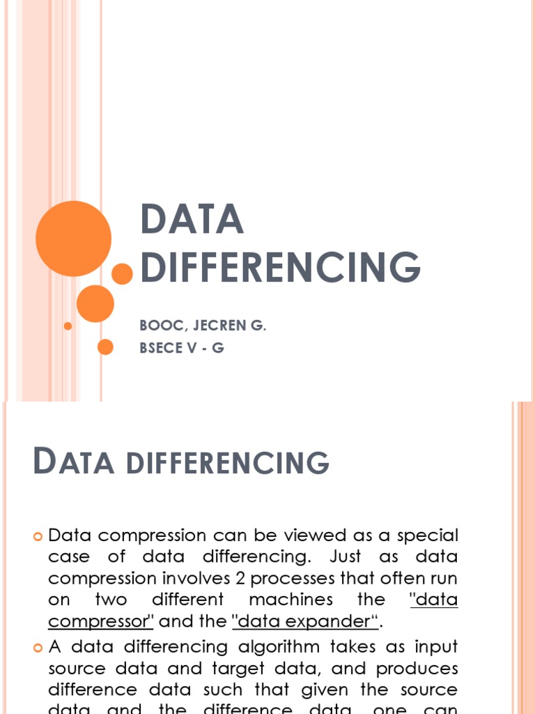 Data Differencing: Booc, Jecren G. Bsece V - G | PDF | Data Compression | Applied Mathematics