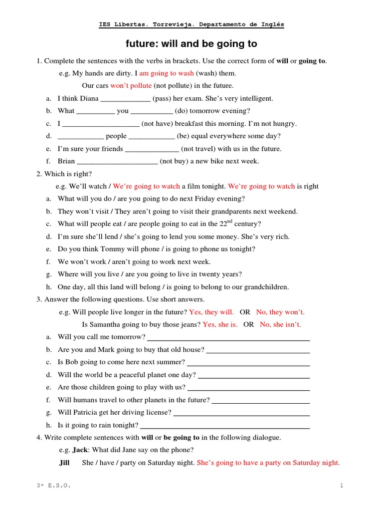 will vs. going to.pdf | Languages