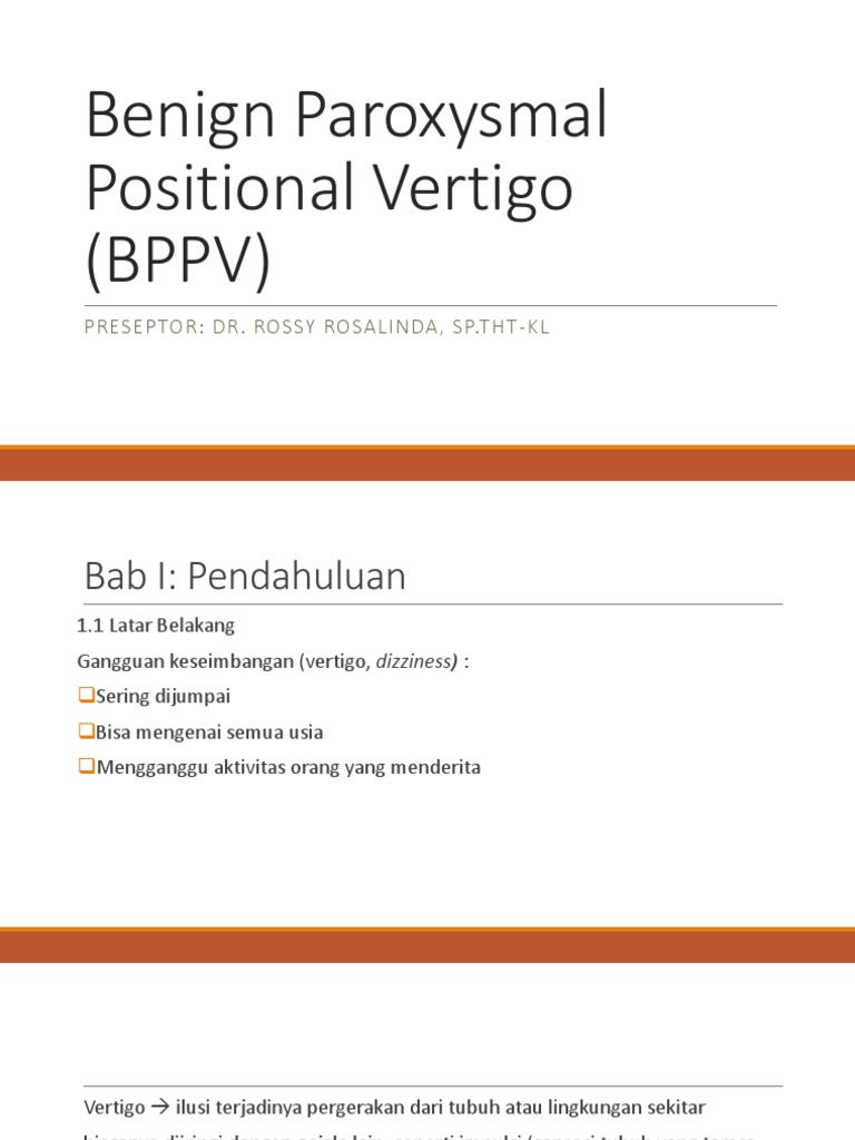 Benign Paroxysmal Positional Vertigo BPPV | PDF