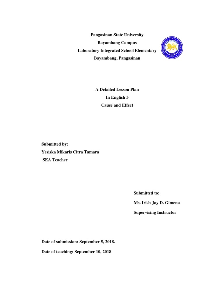 Lesson Plan Cause and Effect | PDF | Lesson Plan | Behavior Modification