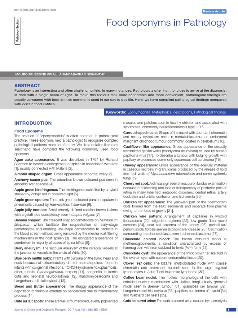 Food Eponyms in Pathology PDF | PDF | Pathology | Epithelium
