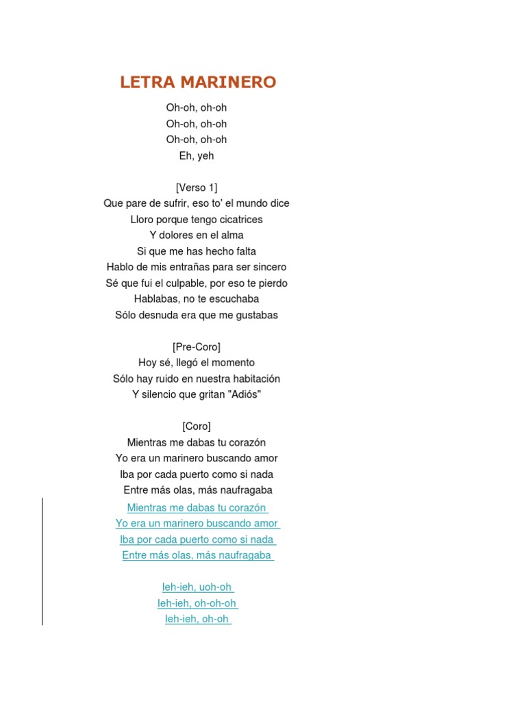Letra Marinero | PDF | Ocio