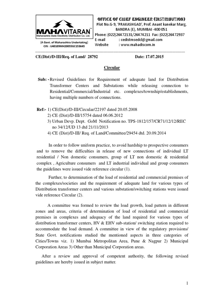 Circular Sub: - Revised Guidelines For Requirement of Adequate Land For ...