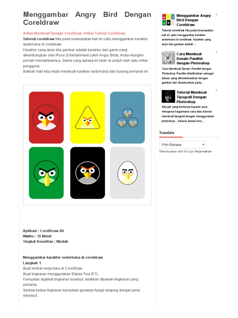 Menggambar Angry Bird Dengan Coreldraw | PDF