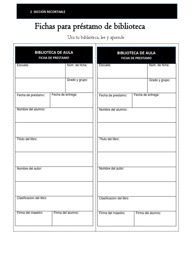 Fichas para Préstamo de Biblioteca | PDF