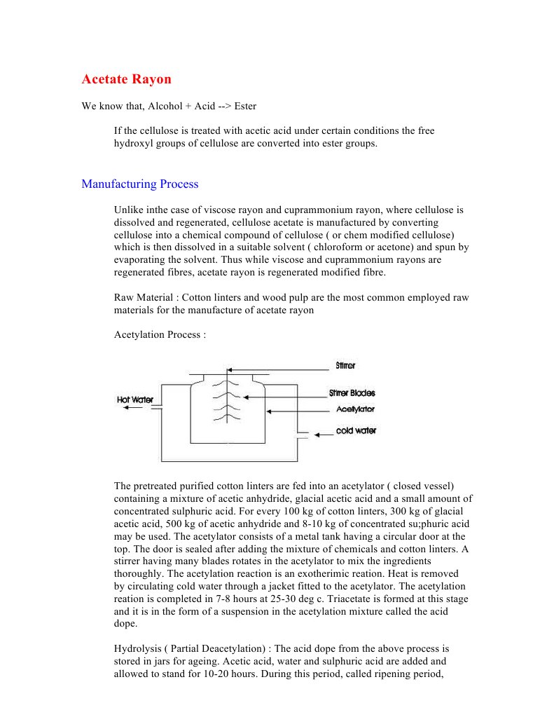 Acetate Rayon | PDF | Rayon | Acetic Acid