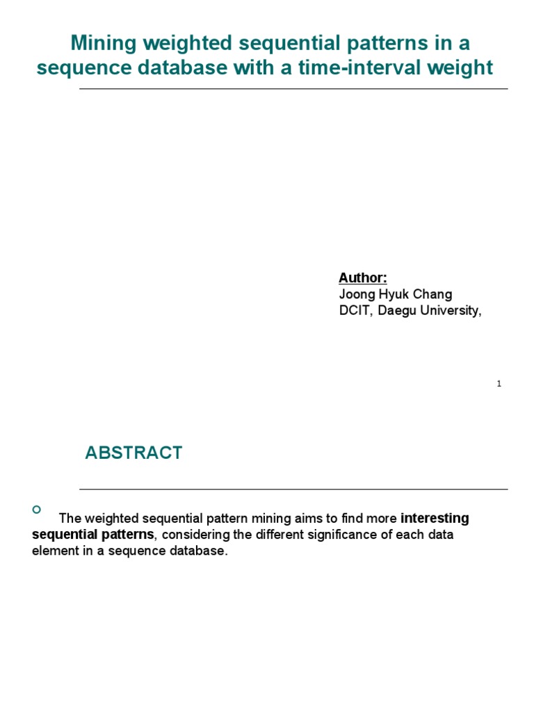 Mining Weighted Sequential Patterns in A Sequence | PDF | Sequence | Mathematical Structures