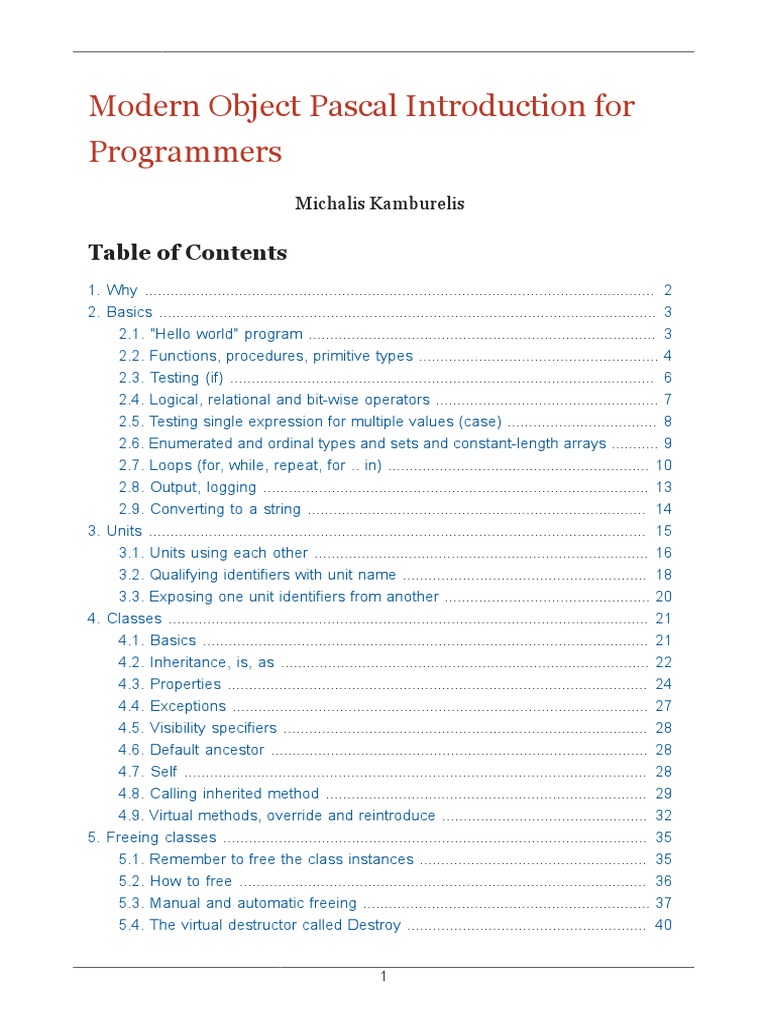 Modern Pascal Introduction | Download Free PDF | Class (Computer Programming) | Subroutine