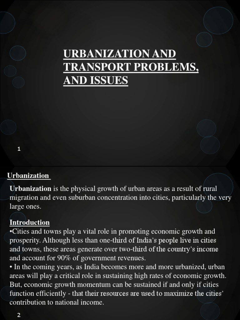Urbanization and Transport Problems, and Issues | PDF | Traffic ...