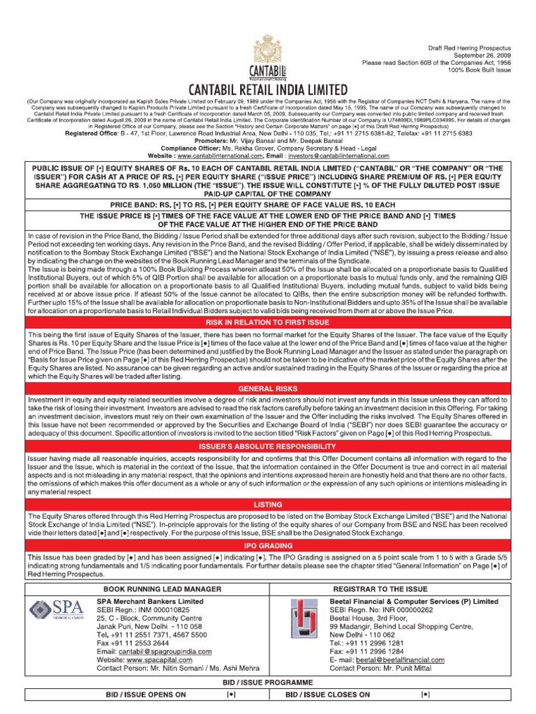 Prospectus[1] | Stocks | Brand