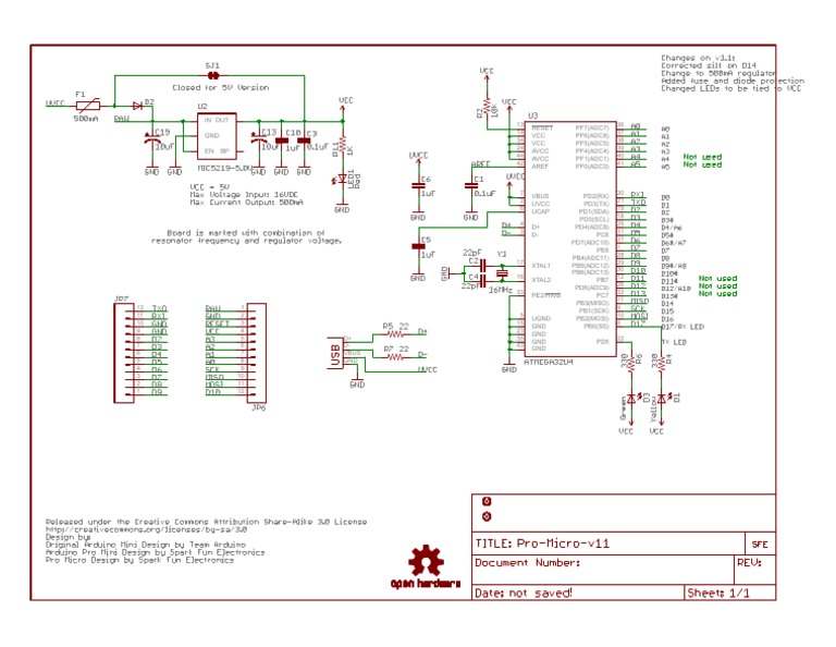 Pro Micro v11 5V - B Schematics Diagram PDF | PDF