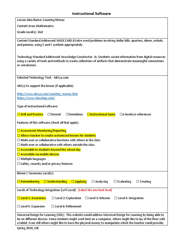 02 Instructional Software Lesson Idea | Download Free PDF | Teaching ...