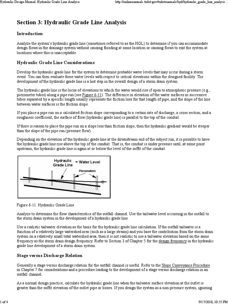 Hydraulic Grade Line Analysis | PDF | Hydrology | Chemical Engineering