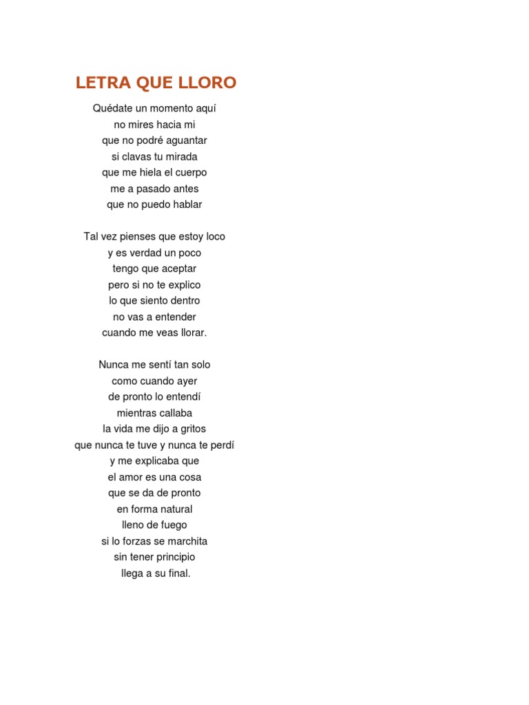 Letra Que Lloro | PDF
