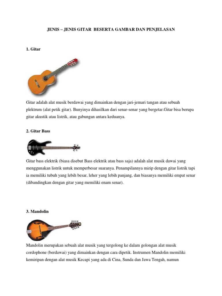 Jenis-Jenis Gitar dan Alat Musik Petik | PDF | Seni