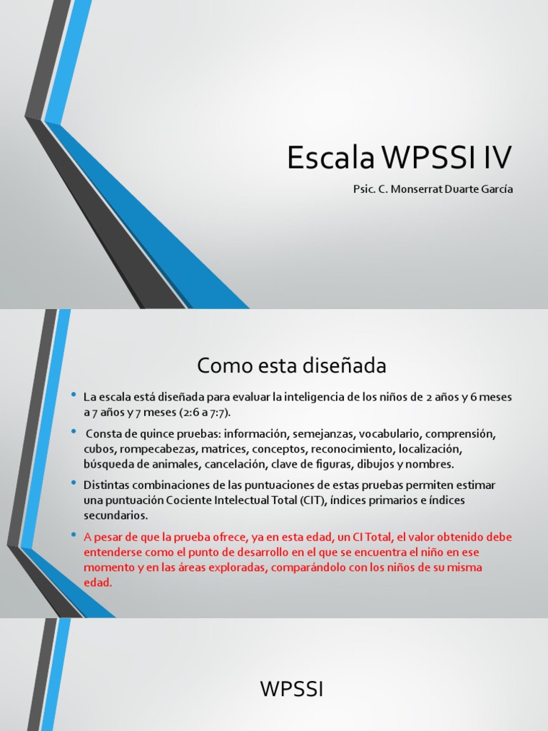 Test Wppsi | PDF | Cociente de inteligencia | Neuropsicología