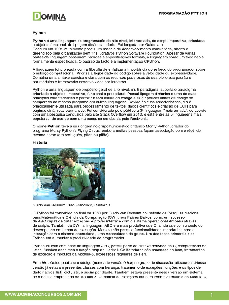 19 Noções de Programação Python | PDF | Python (linguagem de ...