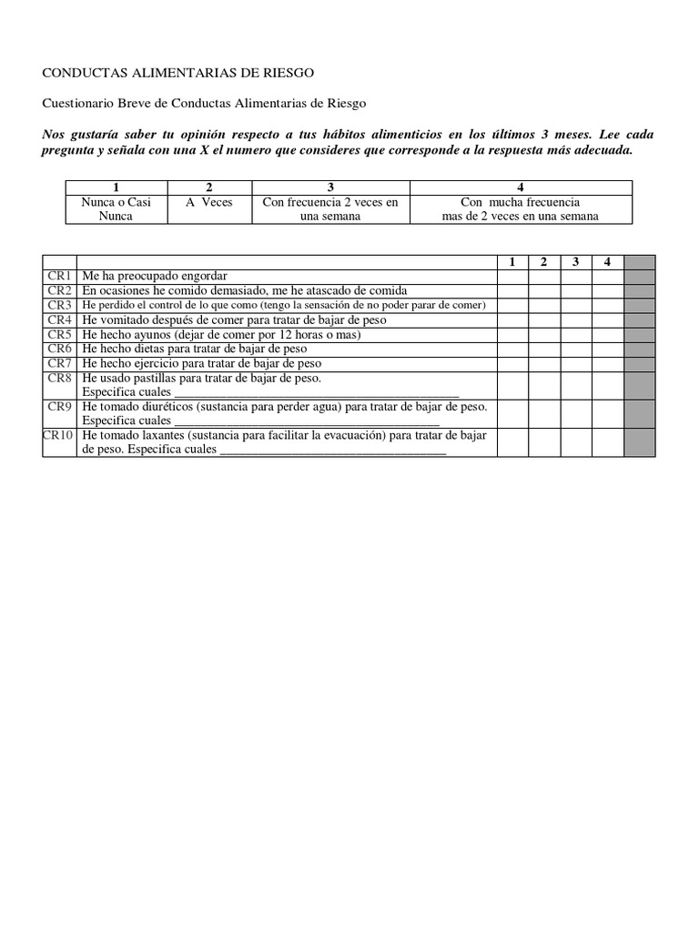 Cuestionario Conducta-Alimentaria PDF | PDF