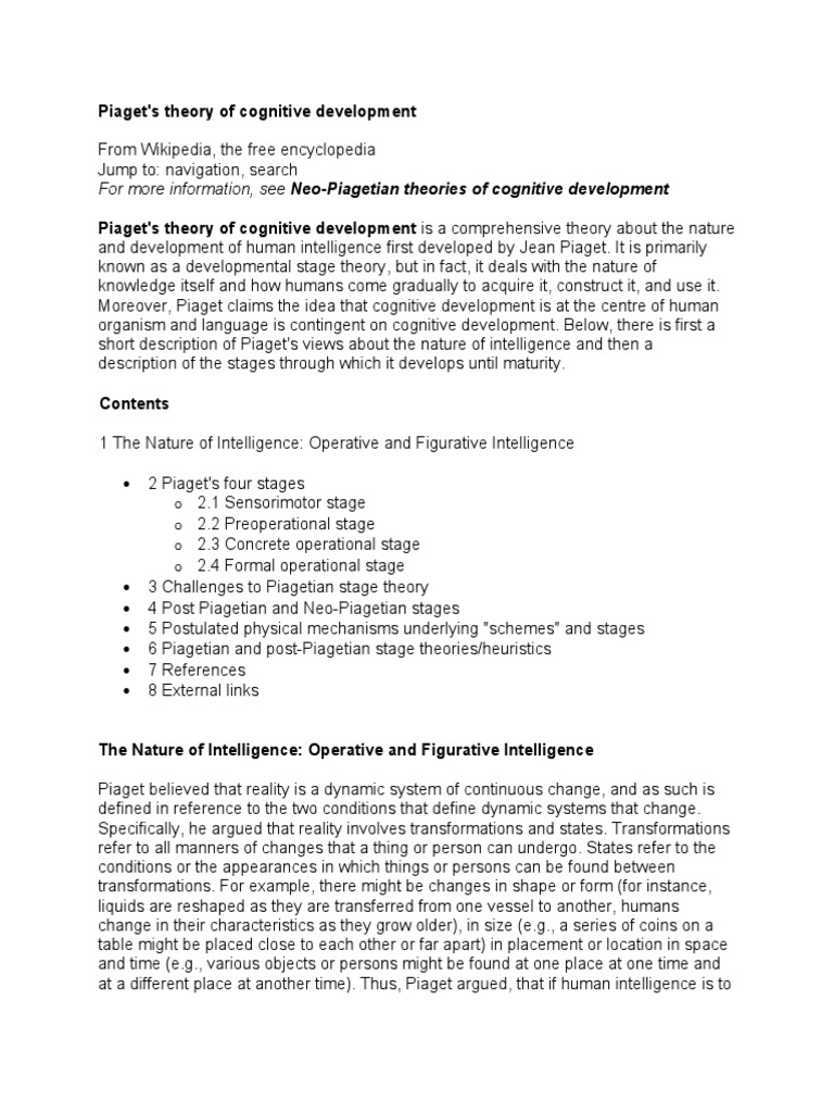 For More Information, See Neo-Piagetian Theories of Cognitive Development | PDF | Cognitive ...