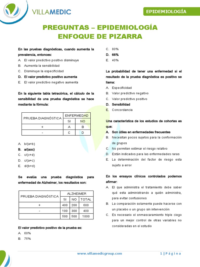 Preguntas - Epidemiologia | PDF | Ensayo clínico | Estadísticas medicas