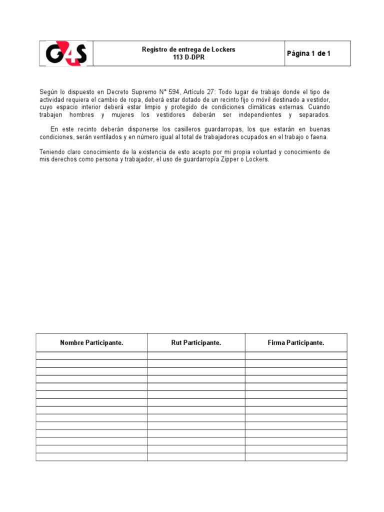 113 D-DPR Registro de Entrega de Lockers. | PDF