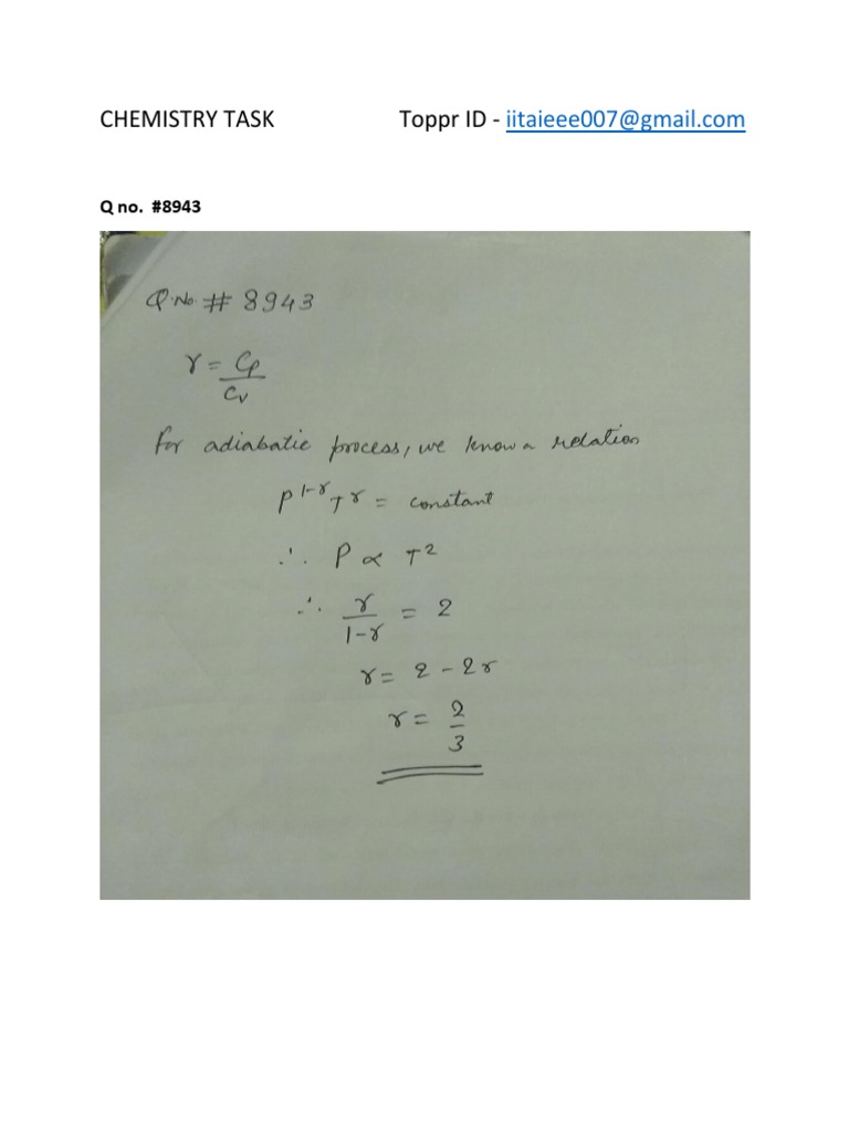 Chemistry Task Toppr Id | PDF | Science & Mathematics