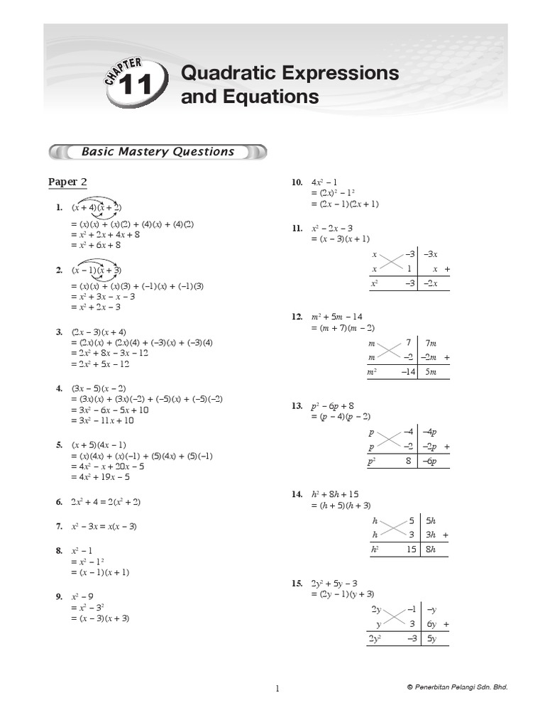 Quadratic Expression and Equations | PDF | Equations | Mathematical Objects
