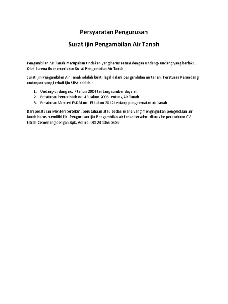 Jasa Pengurusan Ijin SIPA Mojokerto | PDF