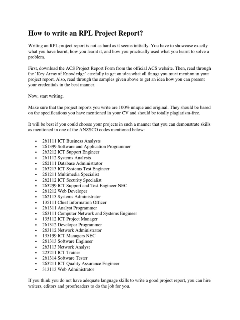 How To Write An RPL Project Report | PDF