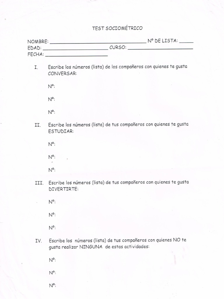 Test Sociometrico PDF | PDF