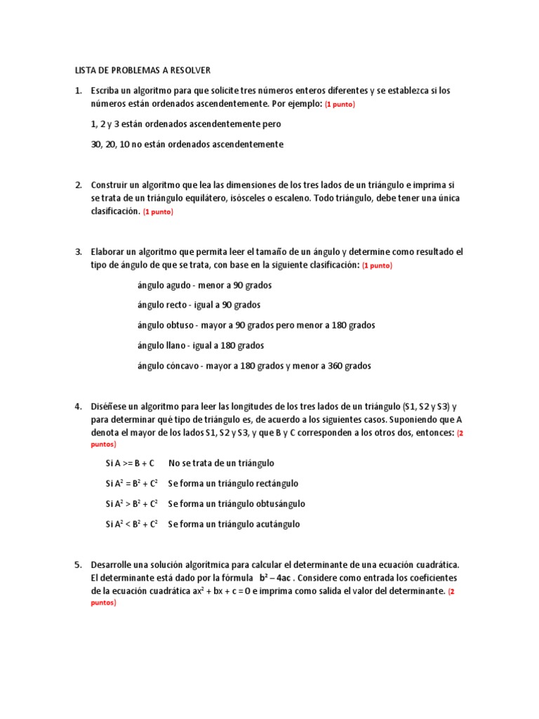 Ejercicios de Algoritmos | PDF | Triángulo | Algoritmos