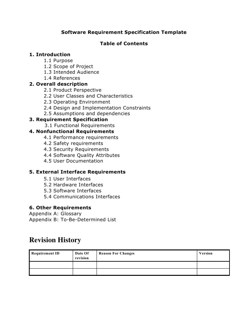 Software Requirement Specification Template | PDF | Databases | Web Search Engine