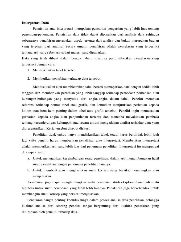 Proses dan Tujuan Interpretasi Data | PDF | Karier & Perkembangan ...