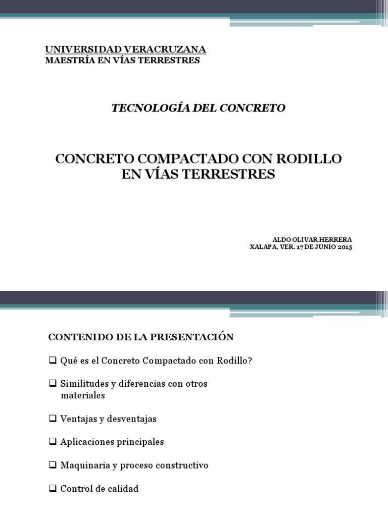 Concreto Compactado con Rodillo (CCR) | PDF | Hormigón | Ingeniería de ...