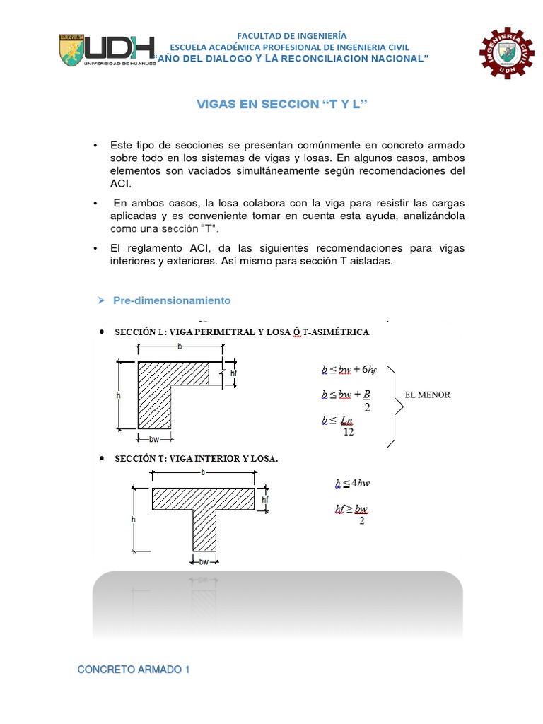 Diseño de Vigas T en Concreto Armado | PDF | Concreto reforzado ...