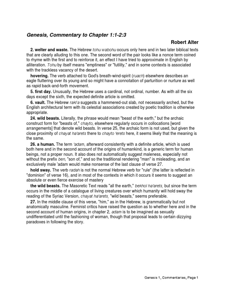 Genesis 1 Commentaries | PDF | Genesis Creation Narrative | Ten ...