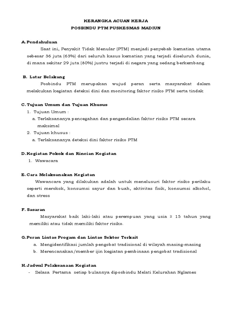 Format Kerangka Acuan Kerja | PDF