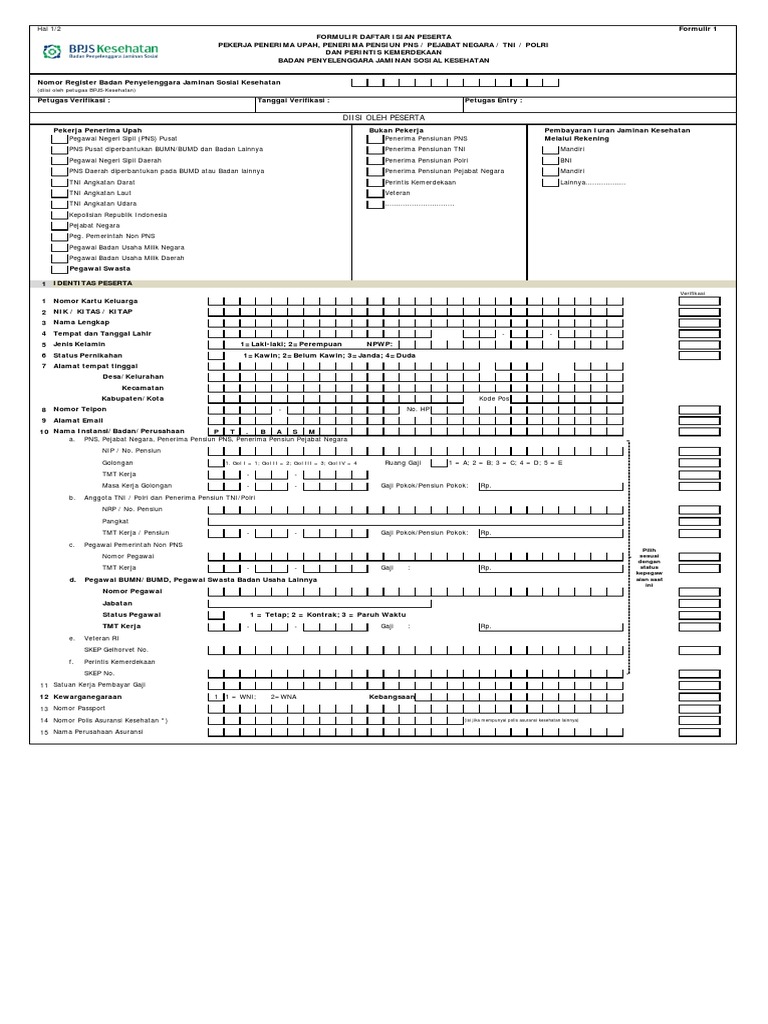 Formulir I BPJS Kesehatan PDF | PDF
